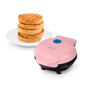 dash mini maker for individual waffles, hash browns, keto chaffles with easy to clean, non-stick surfaces, 4 inch, pink