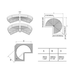 DOWELL 32inch Kidney Shape Chrome Lazy Susan Double Rack Kitchen Cabinet 2 Shelf Set 4001-270-32