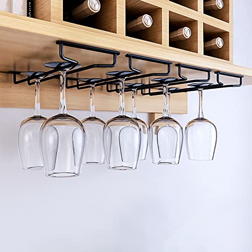 ADYAQRI Black Wine Glass Holder 14 Inch Stemware Racks Wine Glass Hanging Rack suitable for storage table Cabinet and bar (2 Pack)