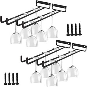 ronyoung 4pcs wine glass holder rack stemware rack,wine glass hanging rack wire wine glass organizer storage hanger for cabinet kitchen bar