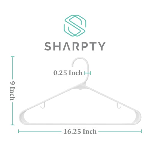 Sharpty Plastic Hangers Clothing Hangers Ideal for Everyday Standard Use (White, 20 Pack)