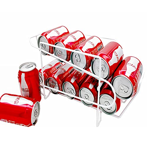 Povinmos Soda Can Rack Beverage Dispenser, Can Organizer Holds up to 10 Cans for Refrigerator, Kitchen Cabinet or Pantry-Dispenser 10 Standard Size 12oz Soda Cans or Canned food