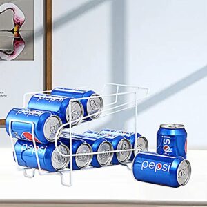 Povinmos Soda Can Rack Beverage Dispenser, Can Organizer Holds up to 10 Cans for Refrigerator, Kitchen Cabinet or Pantry-Dispenser 10 Standard Size 12oz Soda Cans or Canned food