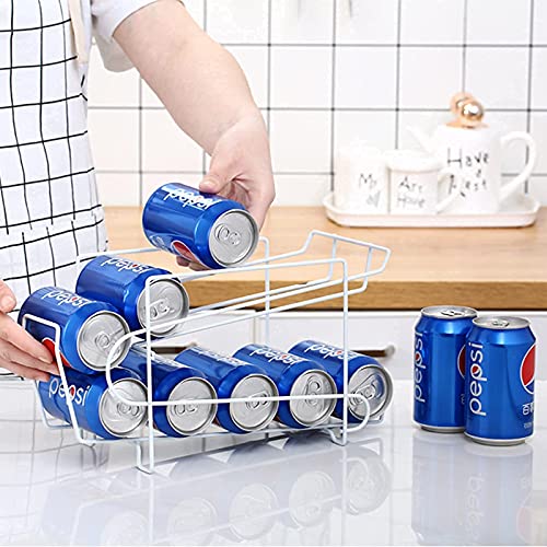 Povinmos Soda Can Rack Beverage Dispenser, Can Organizer Holds up to 10 Cans for Refrigerator, Kitchen Cabinet or Pantry-Dispenser 10 Standard Size 12oz Soda Cans or Canned food