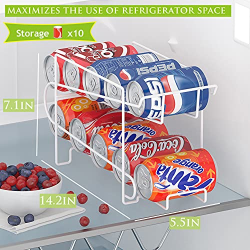 Povinmos Soda Can Rack Beverage Dispenser, Can Organizer Holds up to 10 Cans for Refrigerator, Kitchen Cabinet or Pantry-Dispenser 10 Standard Size 12oz Soda Cans or Canned food