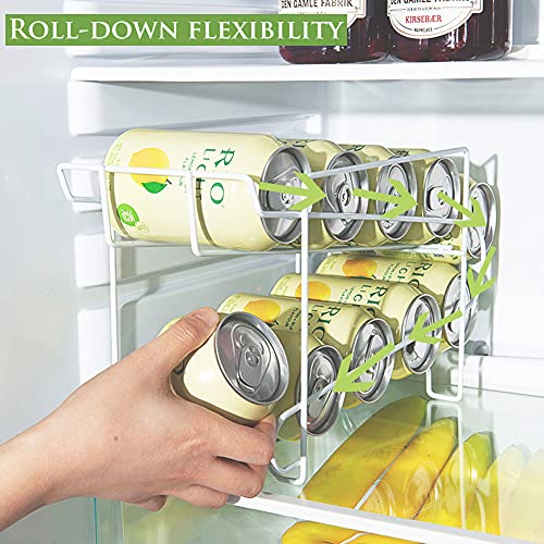 Povinmos Soda Can Rack Beverage Dispenser, Can Organizer Holds up to 10 Cans for Refrigerator, Kitchen Cabinet or Pantry-Dispenser 10 Standard Size 12oz Soda Cans or Canned food