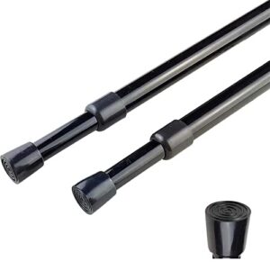 2pcs spring tension curtain rod，28-43 inches adjustable expandable pressure black curtain tension rods for kitchen, bathroom, window,home