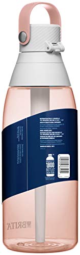 Brita Insulated Filtered Water Bottle with Straw, Reusable, BPA Free Plastic, Blush, 26 Ounce