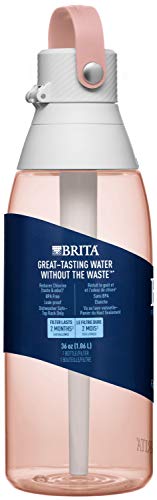 Brita Insulated Filtered Water Bottle with Straw, Reusable, BPA Free Plastic, Blush, 26 Ounce