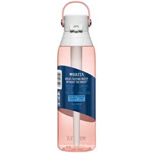 Brita Insulated Filtered Water Bottle with Straw, Reusable, BPA Free Plastic, Blush, 26 Ounce