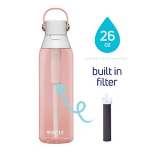 Brita Insulated Filtered Water Bottle with Straw, Reusable, BPA Free Plastic, Blush, 26 Ounce