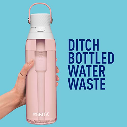 Brita Insulated Filtered Water Bottle with Straw, Reusable, BPA Free Plastic, Blush, 26 Ounce