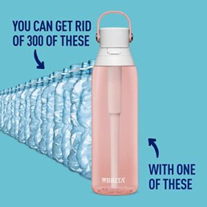 Brita Insulated Filtered Water Bottle with Straw, Reusable, BPA Free Plastic, Blush, 26 Ounce