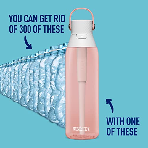 Brita Insulated Filtered Water Bottle with Straw, Reusable, BPA Free Plastic, Blush, 26 Ounce