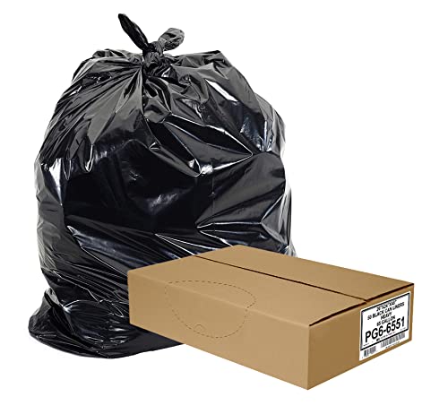 Aluf Plastics 65 Gallon Trash Bags Heavy Duty - (Huge 50 Pack) - 1.5 MIL - 50" x 48" - Large Black Plastic Garbage Can Liners for Contractor, Lawn and Leaf, Outdoor, Storage, Commercial, Industrial