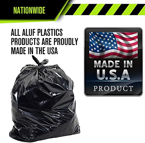 Aluf Plastics 65 Gallon Trash Bags Heavy Duty - (Huge 50 Pack) - 1.5 MIL - 50" x 48" - Large Black Plastic Garbage Can Liners for Contractor, Lawn and Leaf, Outdoor, Storage, Commercial, Industrial