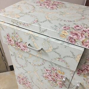 LovingWay Retro Floral Shelf Liner 17.7x177 Inch Self-Adhesive Dresser Drawer Covering Paper DIY Makeup Organizers Boxes Green Rose