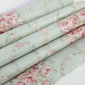 LovingWay Retro Floral Shelf Liner 17.7x177 Inch Self-Adhesive Dresser Drawer Covering Paper DIY Makeup Organizers Boxes Green Rose