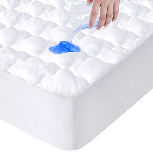 Full Size Mattress Protector Waterproof, Breathable & Noiseless Full Mattress Pad Cover Quilted Fitted with Deep Pocket Strethes up to 14" Depth (54"x 75")