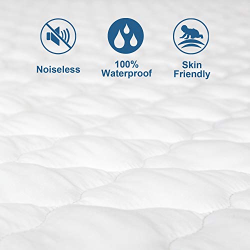 Full Size Mattress Protector Waterproof, Breathable & Noiseless Full Mattress Pad Cover Quilted Fitted with Deep Pocket Strethes up to 14" Depth (54"x 75")