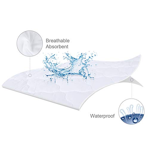 Full Size Mattress Protector Waterproof, Breathable & Noiseless Full Mattress Pad Cover Quilted Fitted with Deep Pocket Strethes up to 14" Depth (54"x 75")