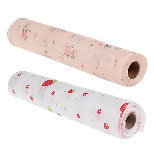 Non-Adhesive Drawer Shelf Liners Set of 2 Rolls Home Kitchen Cabinet Decorative Liners, Moisture-Proof, Beautiful Flower Pattern