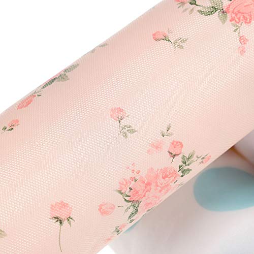 Non-Adhesive Drawer Shelf Liners Set of 2 Rolls Home Kitchen Cabinet Decorative Liners, Moisture-Proof, Beautiful Flower Pattern