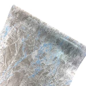 Taamall Simplemuji Gray Blue Marble Grain Granite Wooden Grain Effect Countertops Gloss Paper Vinyl Film 17.7inch by 79inch