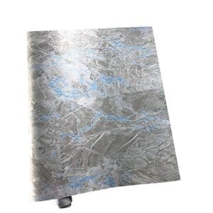 Taamall Simplemuji Gray Blue Marble Grain Granite Wooden Grain Effect Countertops Gloss Paper Vinyl Film 17.7inch by 79inch