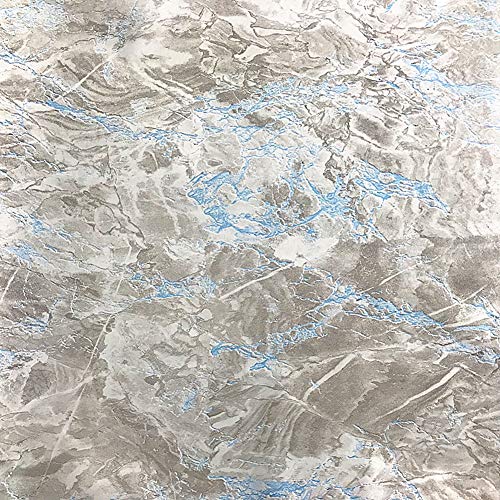 Taamall Simplemuji Gray Blue Marble Grain Granite Wooden Grain Effect Countertops Gloss Paper Vinyl Film 17.7inch by 79inch