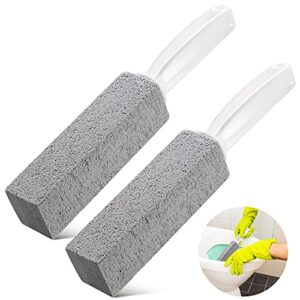 2 pack toilet cleaner hard water build up remover with ergonomic handle, toilet bowl stain ring remover, pumice stone toilet cleaner tool stain hard water ring remover for toilet, pool, bathroom, sink