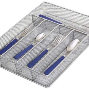 YBM Home Metal Silverware Organizer for In-Drawer Cutlery Storage, 5 Compartment Mesh Cutlery Flatware Tray Sorts Kitchen Utensils, Great for Office Supplies 1133s