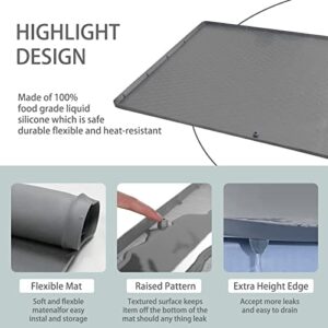 Under Sink Mat, 34" x 22" Silicone Under Sink Liner, Waterproof Liner with Drain Hole, Protect Tray for Drips Leaks Spills for Kitchen, Bathroom and Laundry Room (Gray)