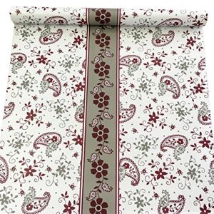 Yifely Red-Gray Flower Self-Adhesive Shelf Drawer Liner Moisture Proof Shower Storage Locker Decor PVC Paper 45x300cm