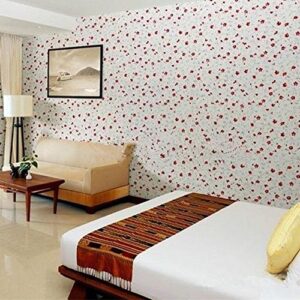 Yifely Red Rural Floral Shelf Liner Locker Decor Sticker Self-Adhesive Furniture Paper 17.7 Inch by 9.8 Feet