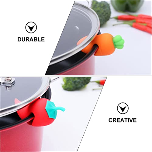 Cabilock 8Pcs Spill- proof Lid Lifter Silicone Lid Lifts Carrot Chili Kitchen Pot Lid Holders Lid Stand Heat Resistant Holder Keep The Lid Open