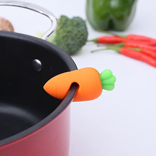 Cabilock 8Pcs Spill- proof Lid Lifter Silicone Lid Lifts Carrot Chili Kitchen Pot Lid Holders Lid Stand Heat Resistant Holder Keep The Lid Open