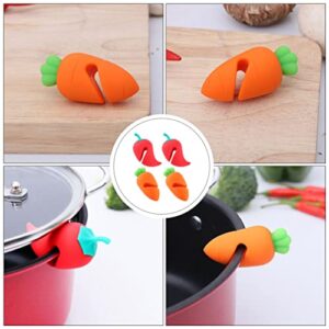 Cabilock 8Pcs Spill- proof Lid Lifter Silicone Lid Lifts Carrot Chili Kitchen Pot Lid Holders Lid Stand Heat Resistant Holder Keep The Lid Open