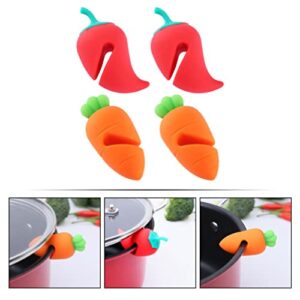 Cabilock 8Pcs Spill- proof Lid Lifter Silicone Lid Lifts Carrot Chili Kitchen Pot Lid Holders Lid Stand Heat Resistant Holder Keep The Lid Open