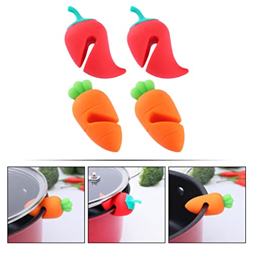 Cabilock 8Pcs Spill- proof Lid Lifter Silicone Lid Lifts Carrot Chili Kitchen Pot Lid Holders Lid Stand Heat Resistant Holder Keep The Lid Open