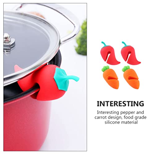 Cabilock 8Pcs Spill- proof Lid Lifter Silicone Lid Lifts Carrot Chili Kitchen Pot Lid Holders Lid Stand Heat Resistant Holder Keep The Lid Open