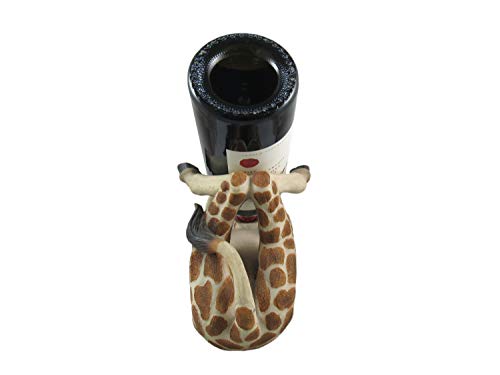 DWK Tall Drink Giraffe Decorative Table Top Wine Bottle Holder | Home Bar Decor | Wine Accessories for a Wine Bar | Kitchen Organization | Great Gifts for Her - 13.5"