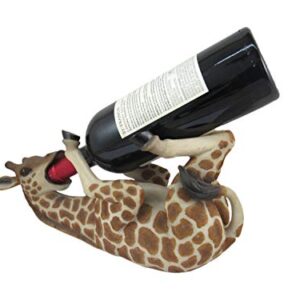 DWK Tall Drink Giraffe Decorative Table Top Wine Bottle Holder | Home Bar Decor | Wine Accessories for a Wine Bar | Kitchen Organization | Great Gifts for Her - 13.5"