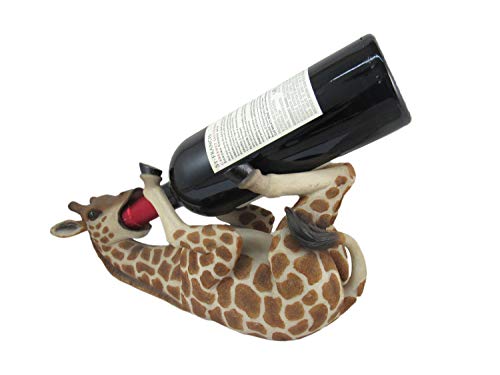 DWK Tall Drink Giraffe Decorative Table Top Wine Bottle Holder | Home Bar Decor | Wine Accessories for a Wine Bar | Kitchen Organization | Great Gifts for Her - 13.5"