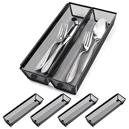 Greenual Silverware Organizer Utensil Kitchen Drawer Organizer Utensils Silverware Holder Tray Flatware Utensil Cutlery Organizer for Kitchen Drawer