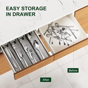 Greenual Silverware Organizer Utensil Kitchen Drawer Organizer Utensils Silverware Holder Tray Flatware Utensil Cutlery Organizer for Kitchen Drawer