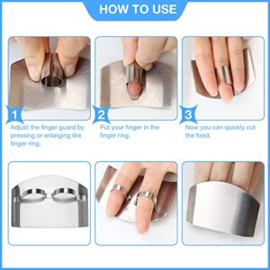 Finger Guards for Cutting, 4Pcs Stainless Steel Chop Guard for Fingers, Adjustable Finger Protector for Cutting Food to Avoid Injury when Cutting Food