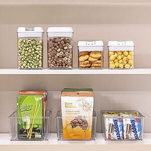 Vtopmart 4 Pack Food Storage Organizer Bins, Clear Plastic Storage Bins for Pantry, Kitchen, Fridge, Cabinet Organization and Storage, 4 Compartment Holder for Packets, Snacks, Pouches, Spice Packets