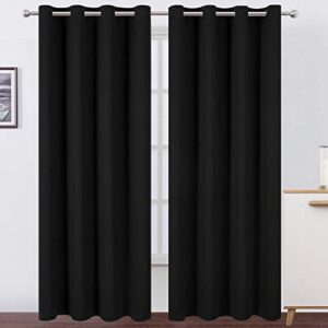 lemomo blackout curtains 52 x 84 inch/black curtains set of 2 panels/thermal insulated room darkening bedroom curtains