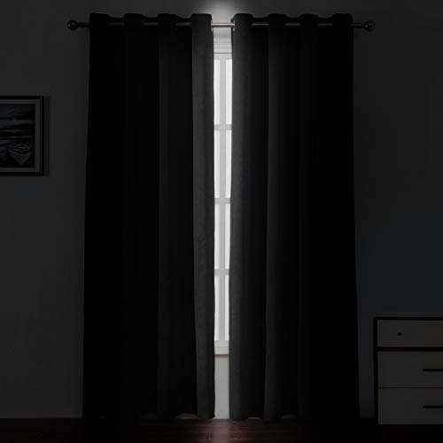 LEMOMO Blackout Curtains 52 x 84 inch/Black Curtains Set of 2 Panels/Thermal Insulated Room Darkening Bedroom Curtains